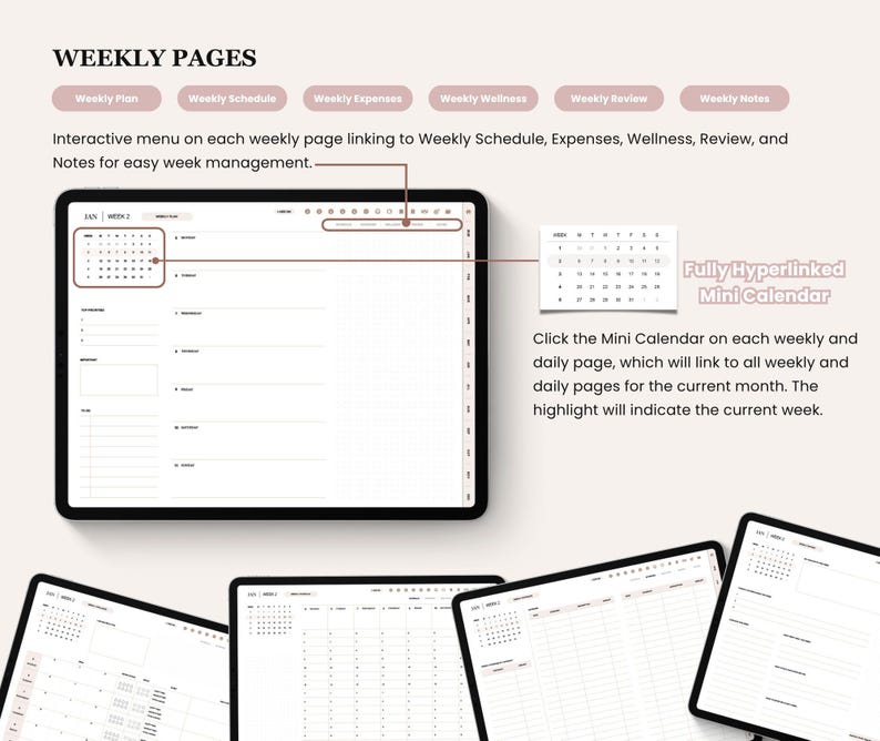 Minimalist Digital Planner Bundle: 2025, 2026, 2027, Undated, Boho ...
