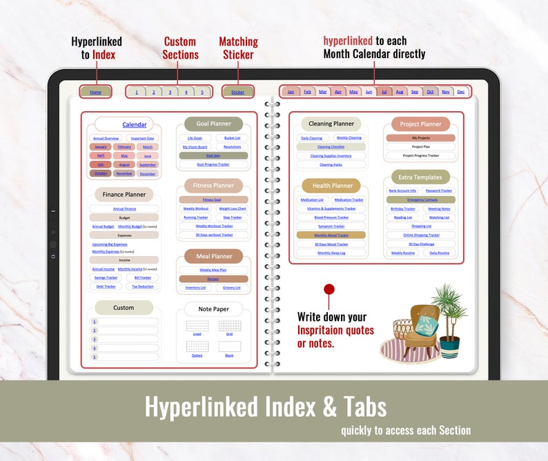 Onenote Digital Planner Undated One Note Planner Hyperlinked - Etsy