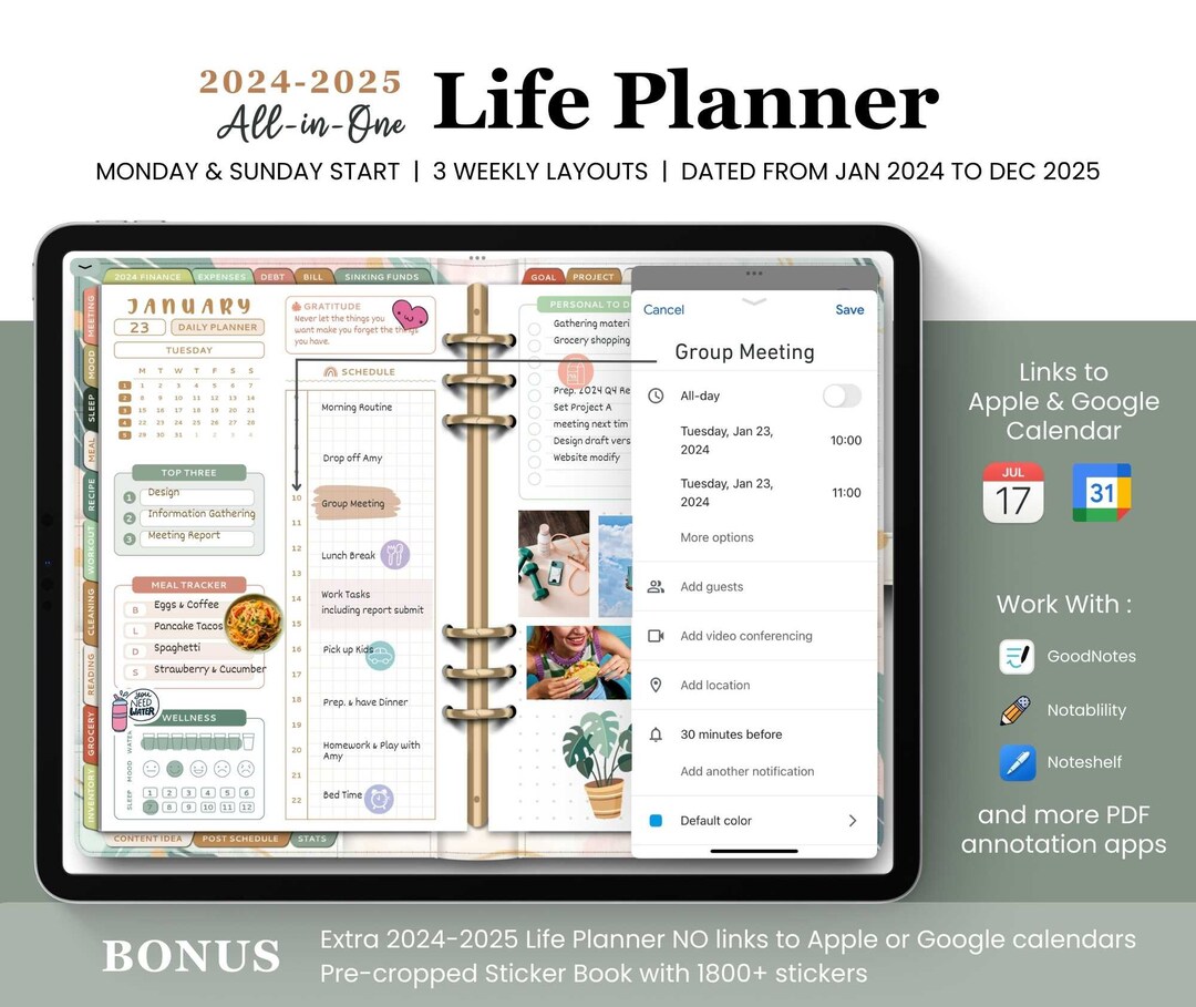 2024 2025 Digital Life Planner, Goodnotes Planner, Weekly Planner ...