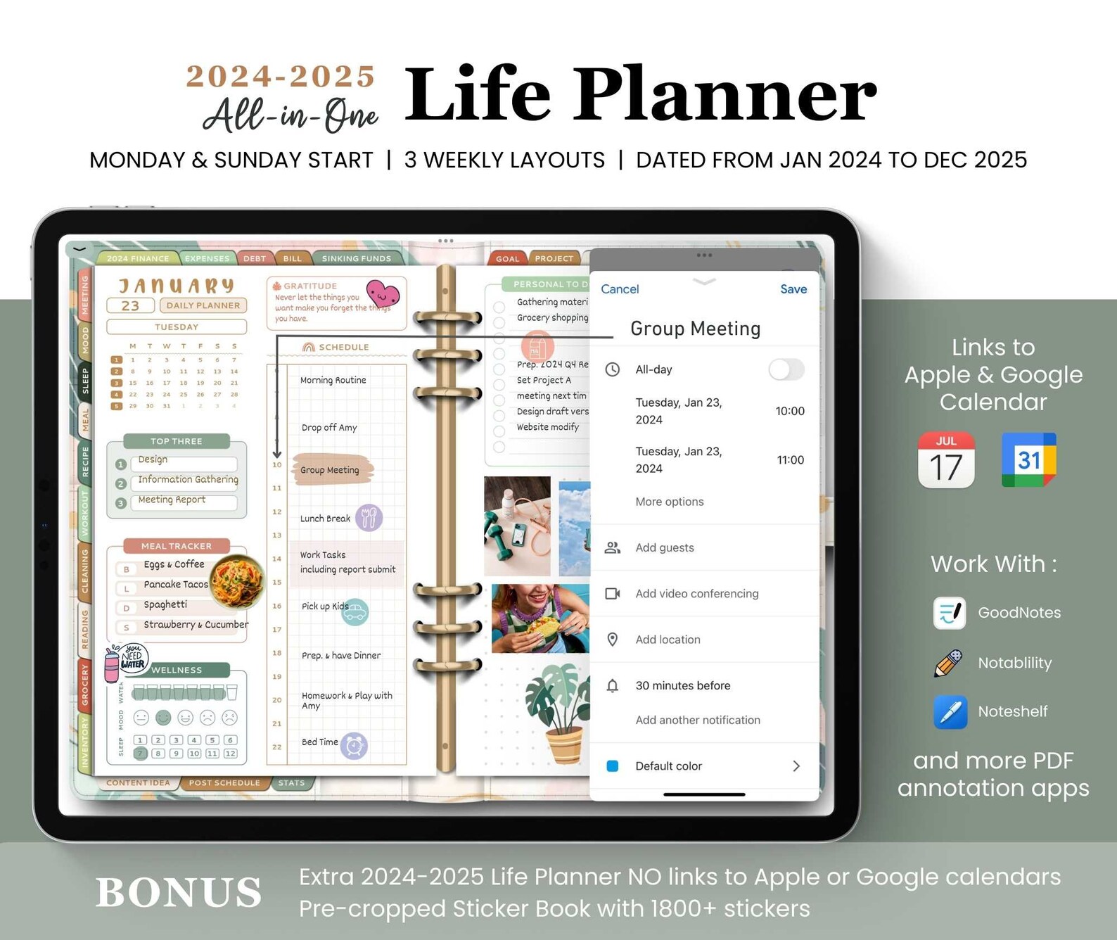 2024 2025 Digital Life Planner, Goodnotes Planner, Weekly Planner ...