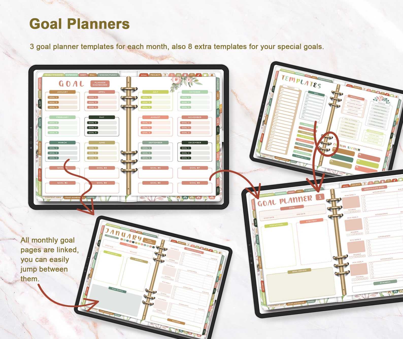 Undated Yearly Life Planner All in One Digital Planner - Etsy