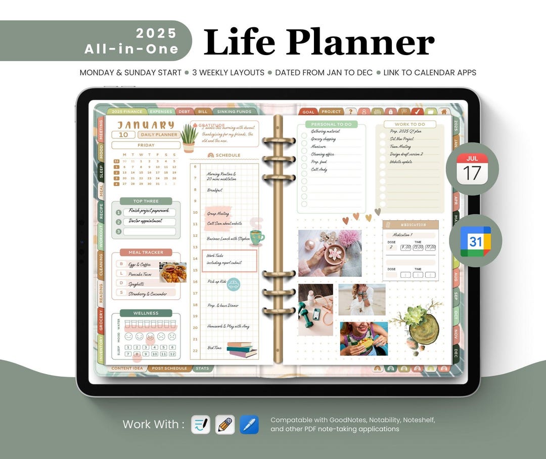 2025 Digital Life Planner, Goodnotes Planner, Weekly Planner, Daily ...