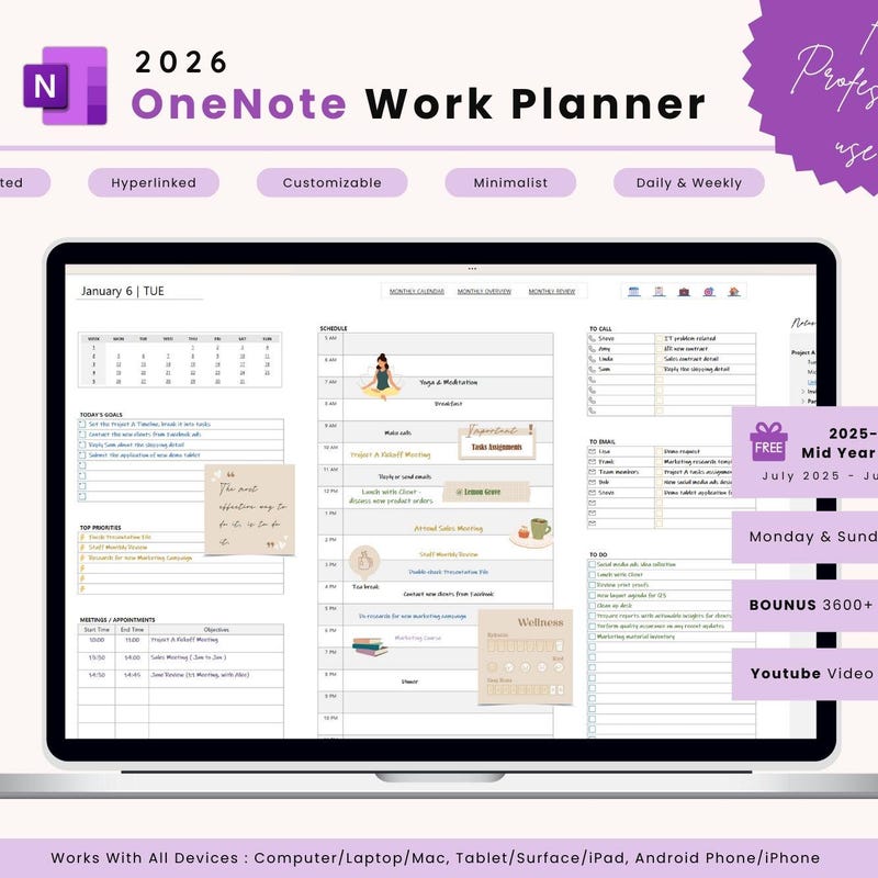 2026 Calendar Onenote Template - Etsy
