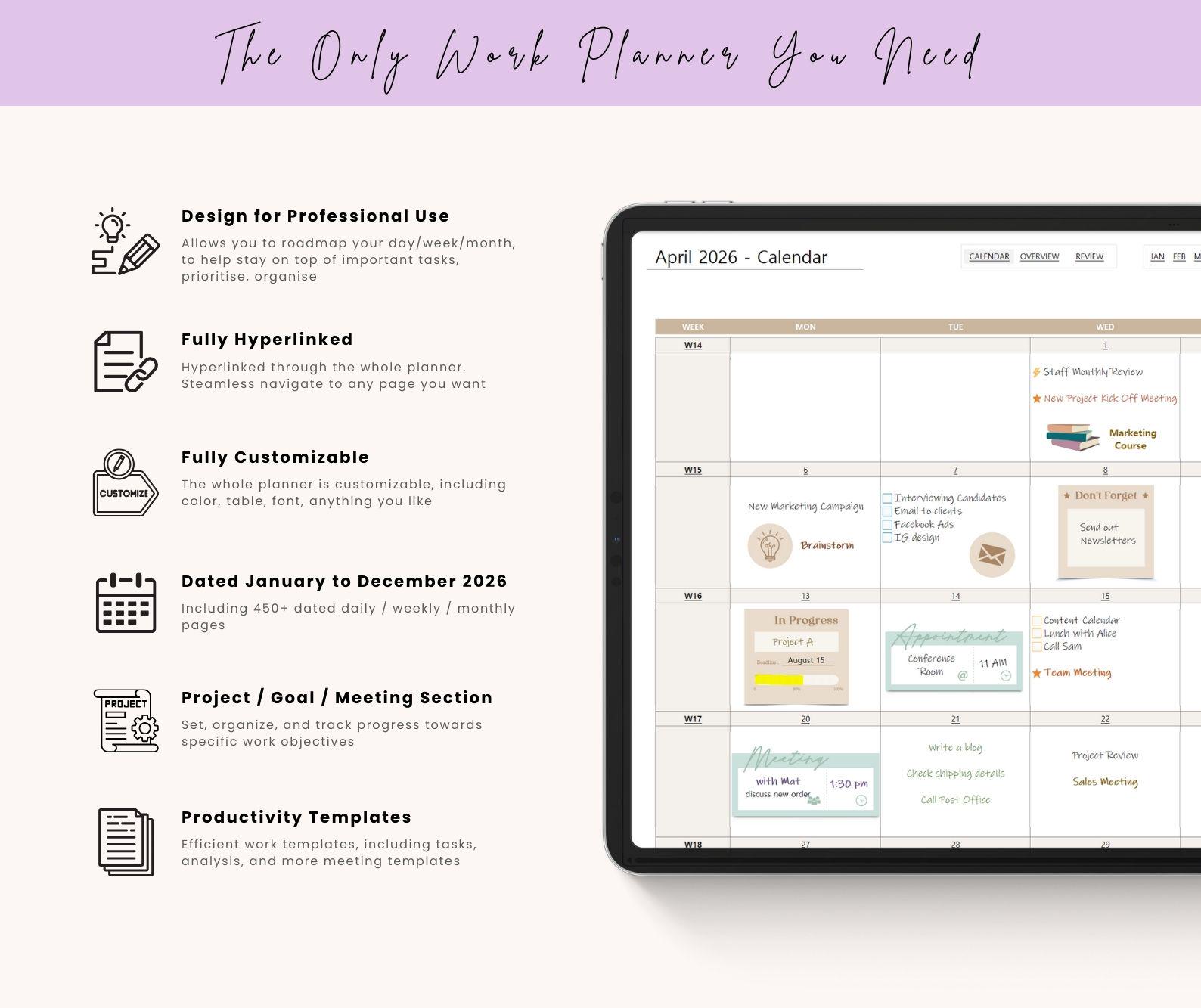 Onenote Work Planner 2026: Professional Templates for Work (digital ...