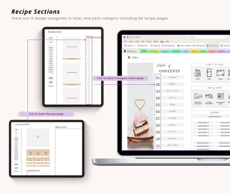 Onenote Recipe Book: Hyperlinked, Fully Customizable, Family Cookbook ...