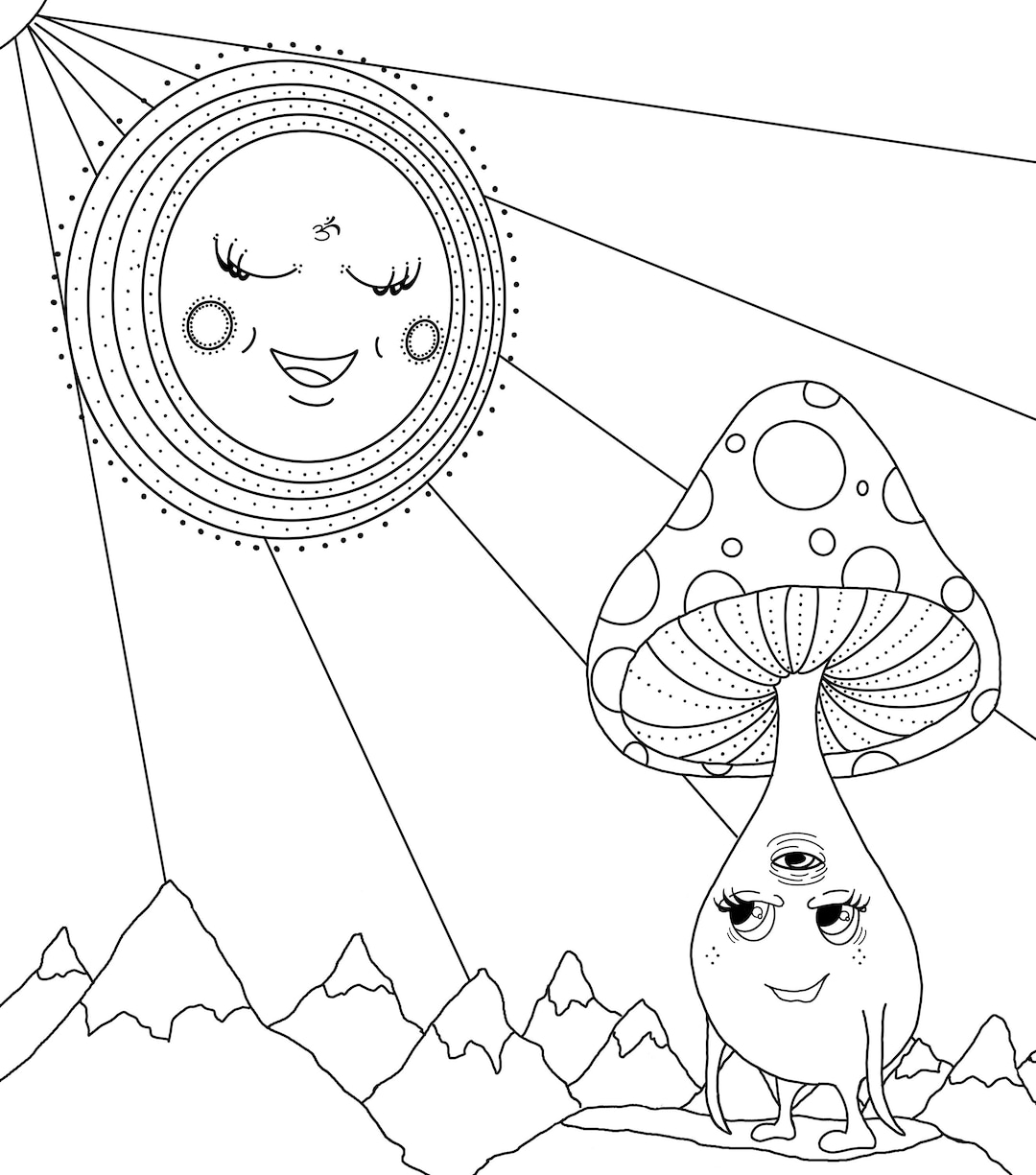 Mushroom Coloring Page - Etsy