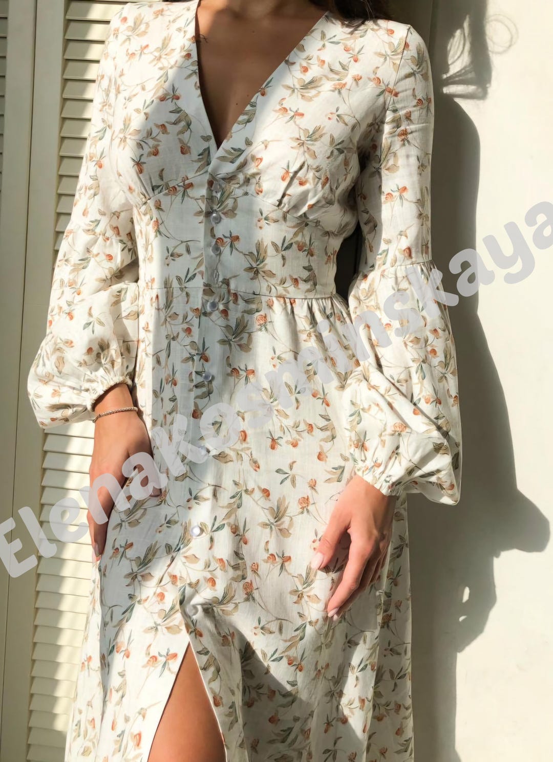 White Floral Midi Dress for Women Cotton Maxi Dress Trendy Dummer Dress ...