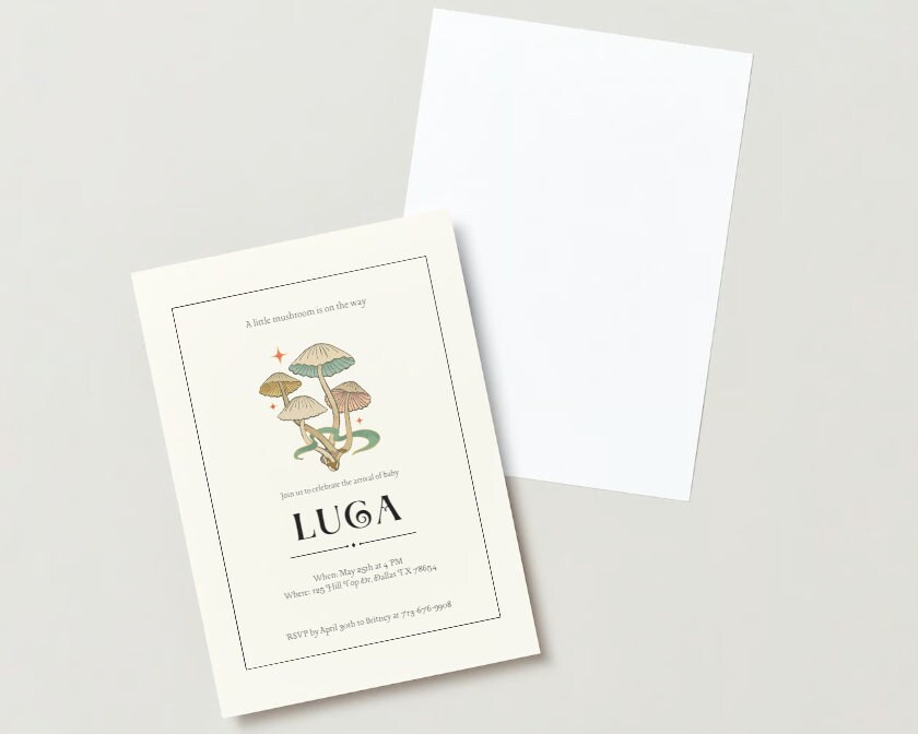 Little Mushroom Cottage Core Baby Shower Invite - Boy and Girl - Etsy