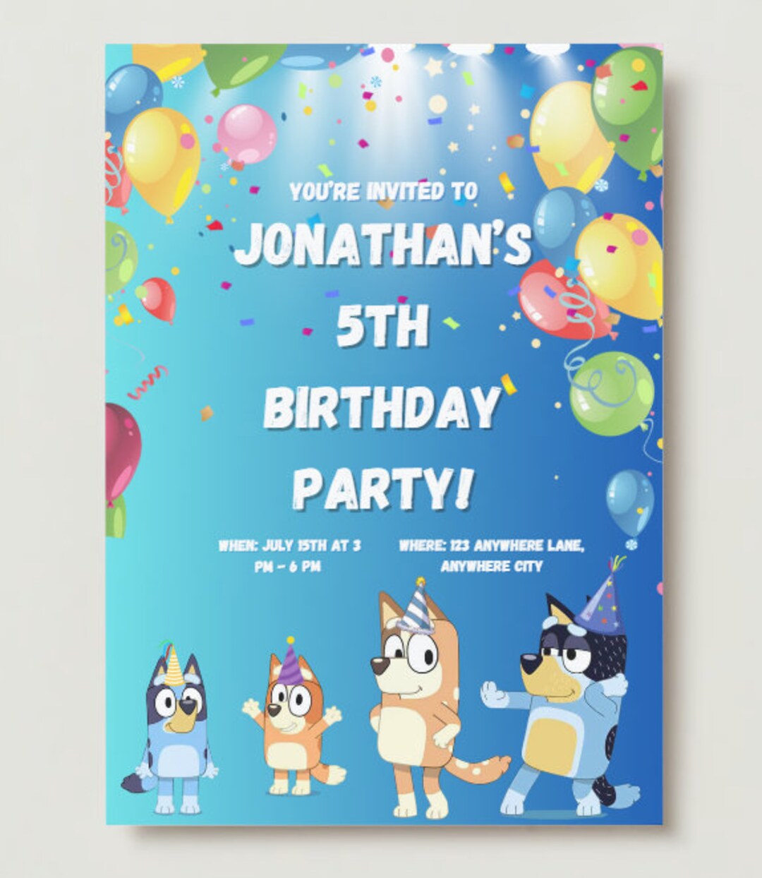 Bluey Birthday Party Invitation Template - Etsy