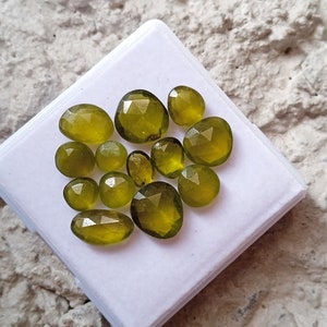 13 Piece Natural Vessonite Rose Cut Both Side, 19 Carats Top Green ...