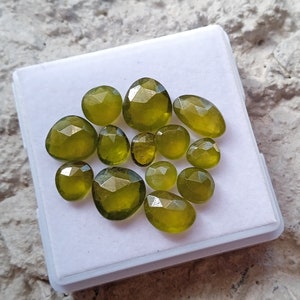 13 Piece Natural Vessonite Rose Cut Both Side, 19 Carats Top Green ...