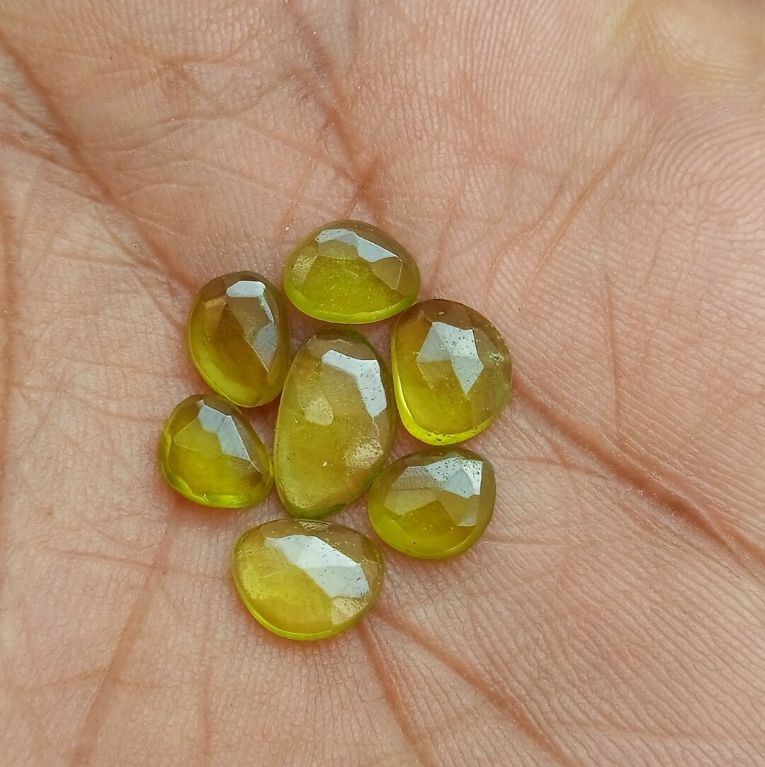 8 Carat Faceted Natural Green Vasonite Rose Cut Flat Back Gemstone 7 ...
