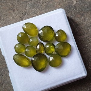 13 Piece Natural Vessonite Rose Cut Both Side, 19 Carats Top Green ...