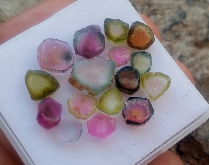 18 Carat Watermelon Tourmaline Tourmaline Polished Slice, Bi Color ...