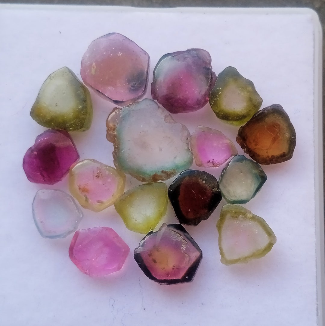 18 Carat Bio Tourmaline Tourmaline Polished Slice, Watermelon Bi Color ...