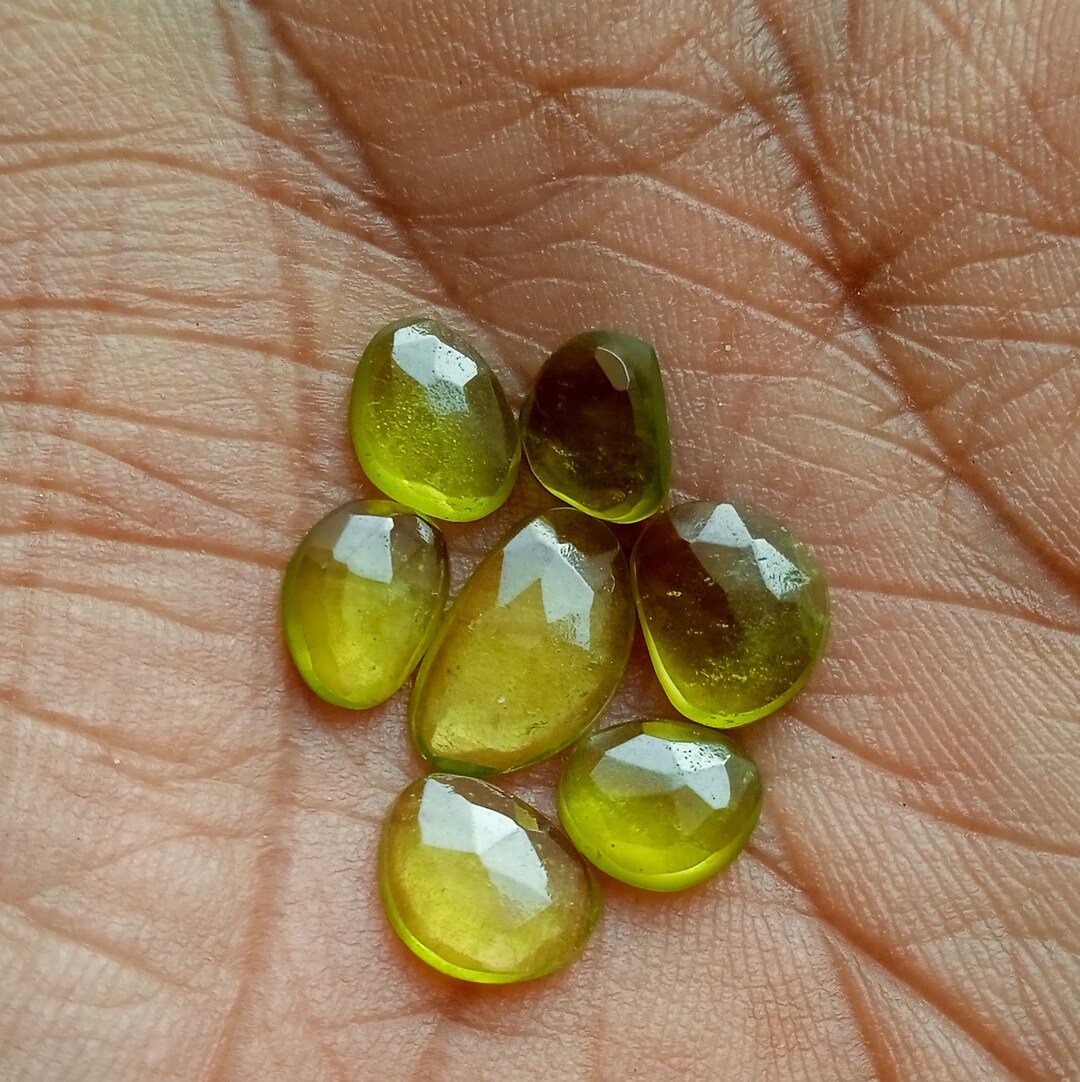 8 Carat Faceted Natural Green Vasonite Rose Cut Flat Back Gemstone 7 ...