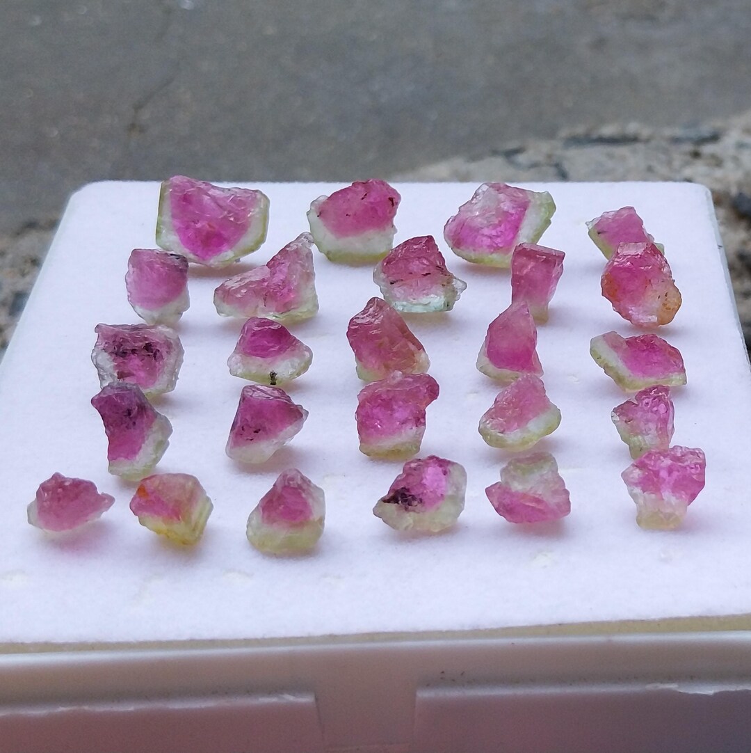 Rare Watermelon Tourmaline: 69 Carats Bi-color Rough Gemstone Crystals ...