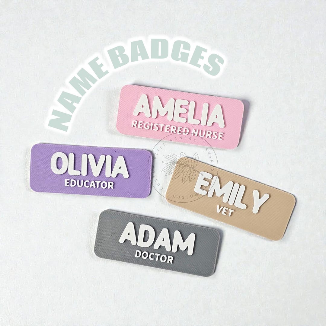 Custom Name Badges, Magnetic Backing, 3D Printed, Light Weight Custom ...