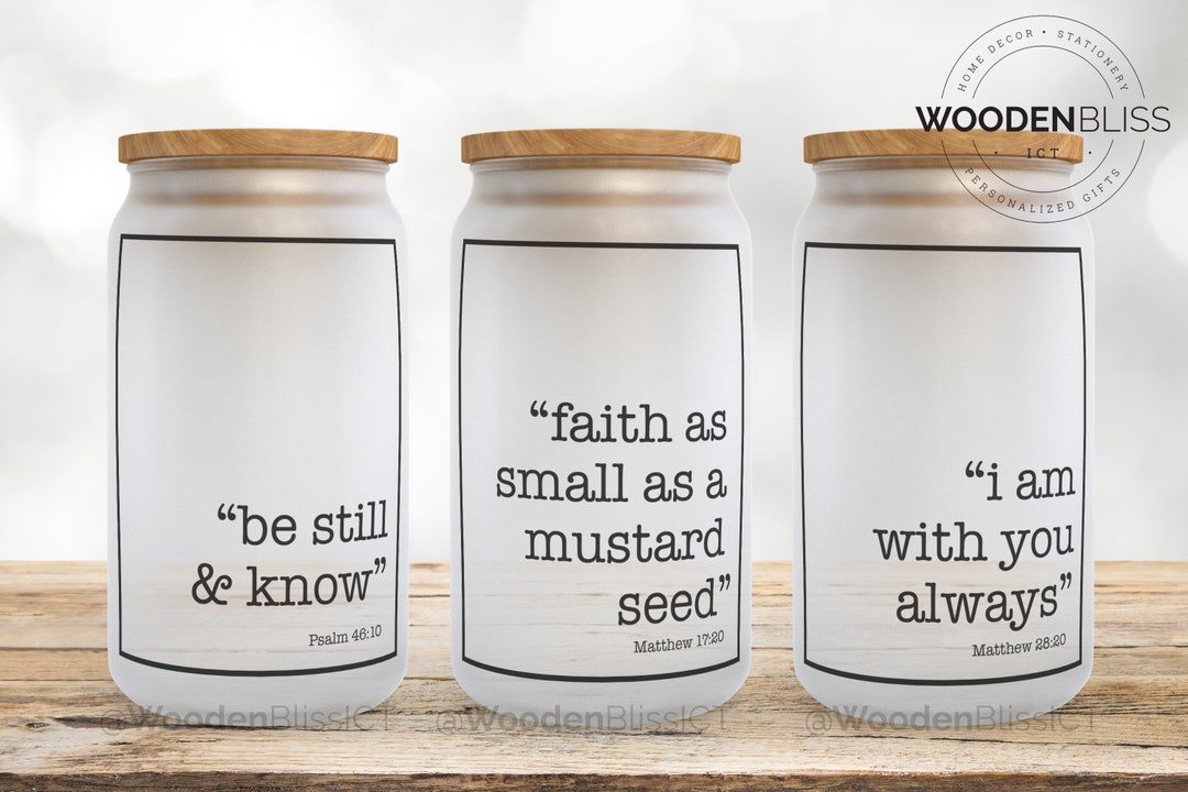 Pick a Scripture Glass Can, Personalized Cup, Christian Coffee Glass ...