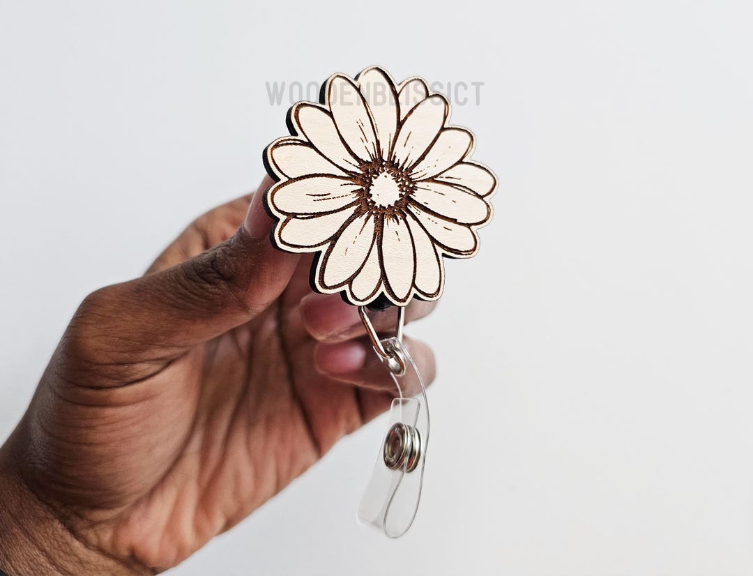 Homemade Badge Reel, Wooden Floral Badge Reel, Nurse Teacher ...