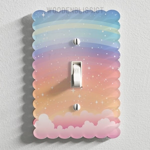 Dreamy Rainbow Cloud Light Switch Cover, Laser Cut Acrylic, Home Decor ...