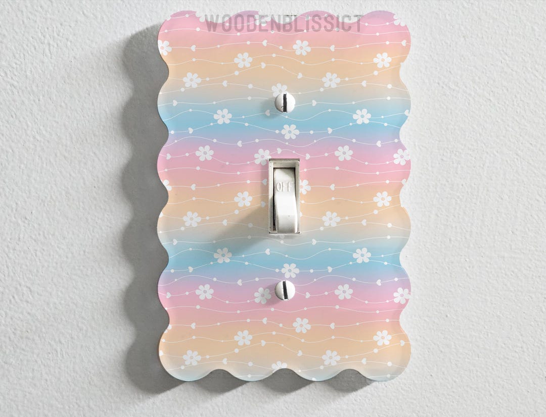 Light Switch Cover Plate, Cute Daisy Floral Rainbow, Gender Neutral ...