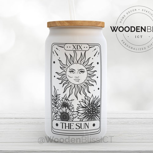 The Moon Tarot Card Glass Can Iced Coffee Cup Astrology Etsy