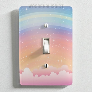 Dreamy Rainbow Cloud Light Switch Cover, Laser Cut Acrylic, Home Decor ...