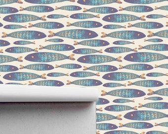 Under the Sea Pattern Wallpaper Self Adhesive Peel & Stick Wallcovering ...