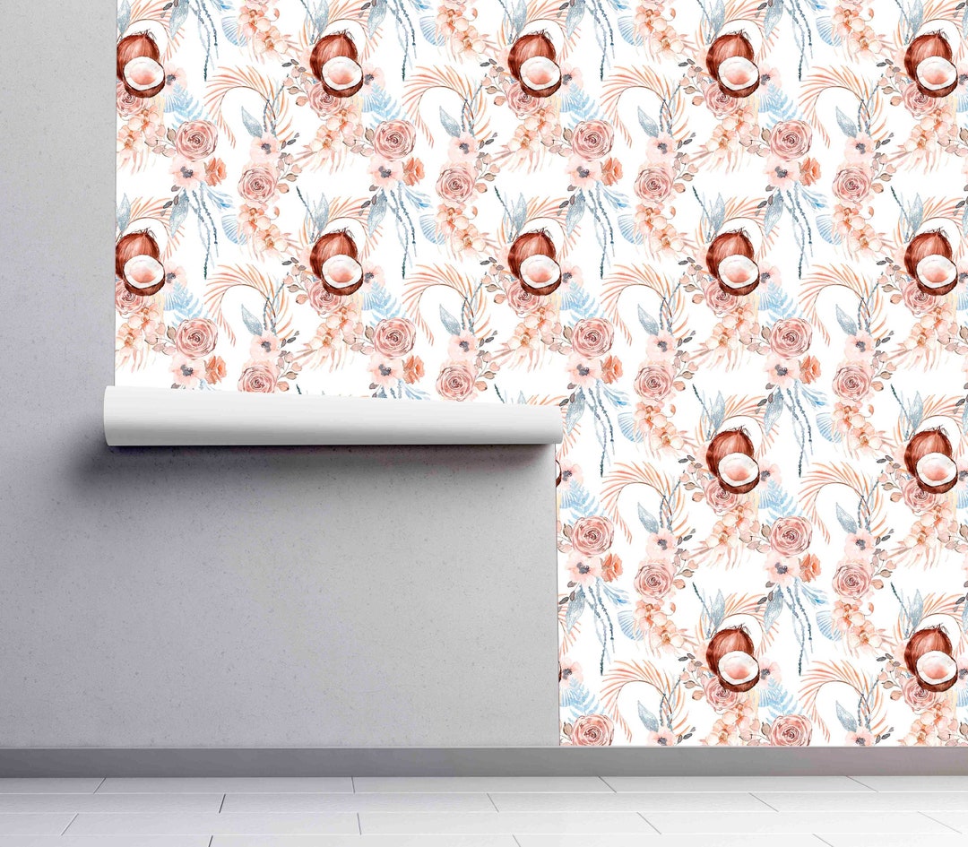 Flowers & Coconut Mural Wallpaper Self Adhesive Peel and Stick ...