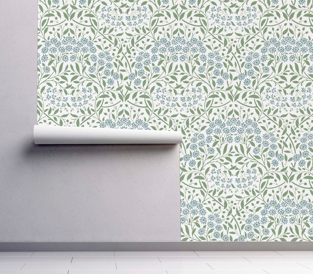 Floral Pattern Wallcovering - Morris Inspired - Pre-pasted and Peel ...