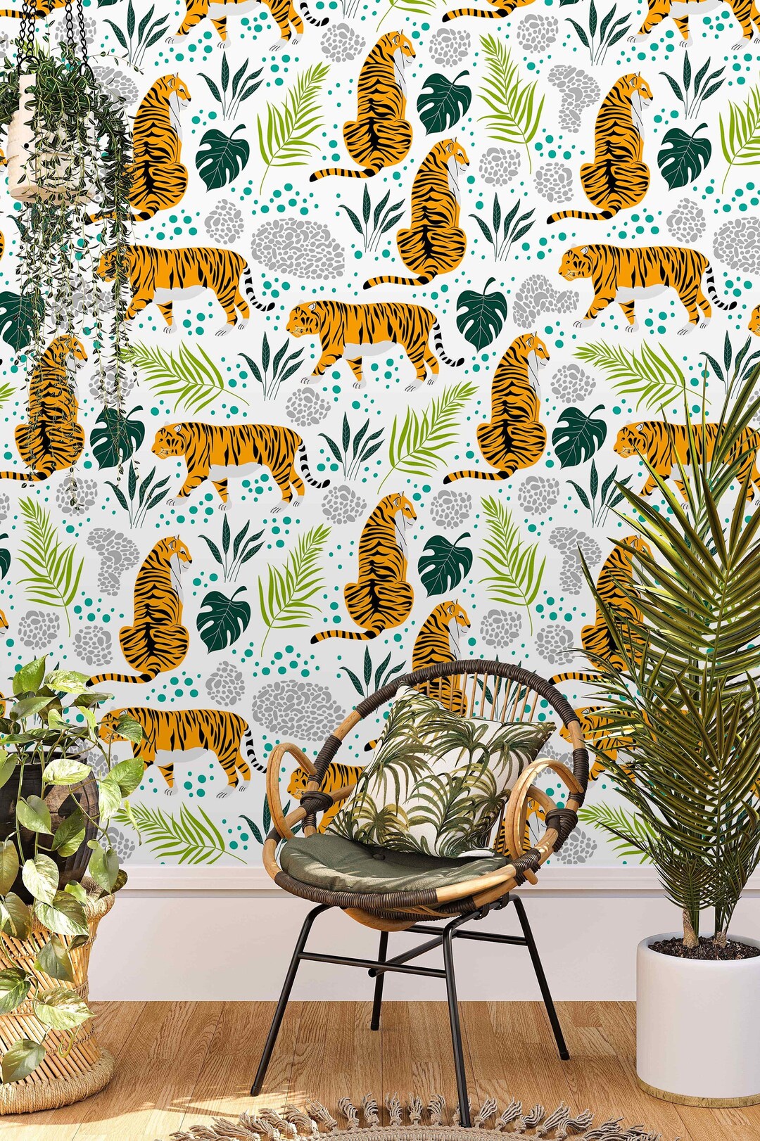 Wondering Tiger Wallpaper - Self Adhesive Peel and Stick Wallcovering ...
