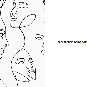 Abstract Female Faces Outline Wallpaper Cloud Gray Background Self ...