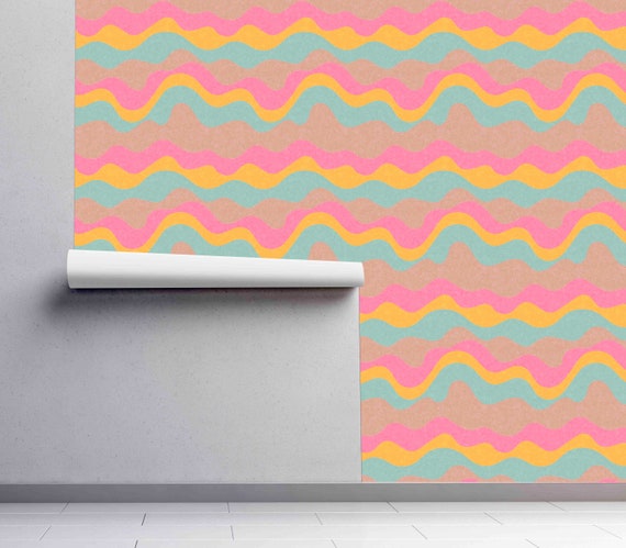 Wavy Lines Pattern Wallpaper Self Adhesive Peel & Stick - Etsy