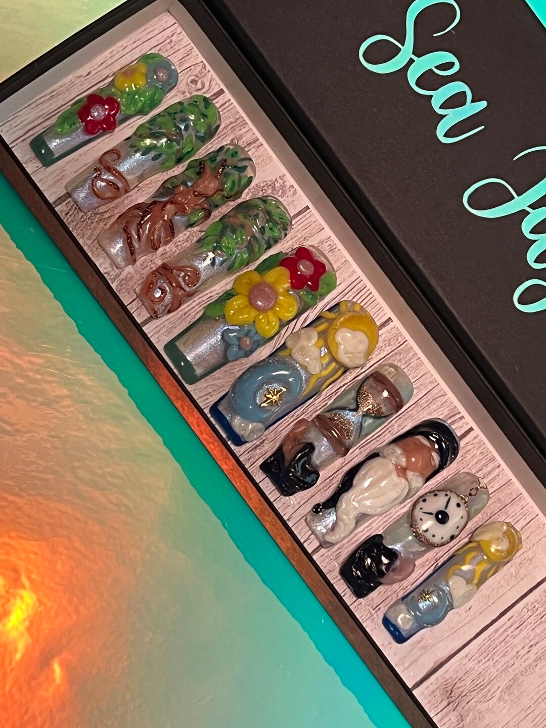 XXL Square Nails - 3D Nails - Mother Nature & Father Time - Size Medium ...