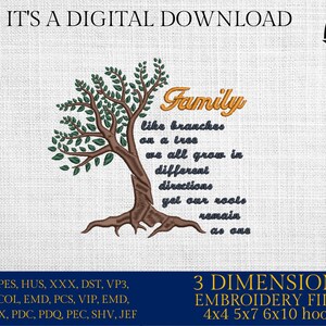 Machine Embroidery Files, Family Like Branches of a Tree , PES, DST ...