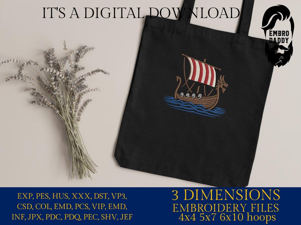 Machine Embroidery Files, Viking Ship, PES, DST, Hus & More - Etsy