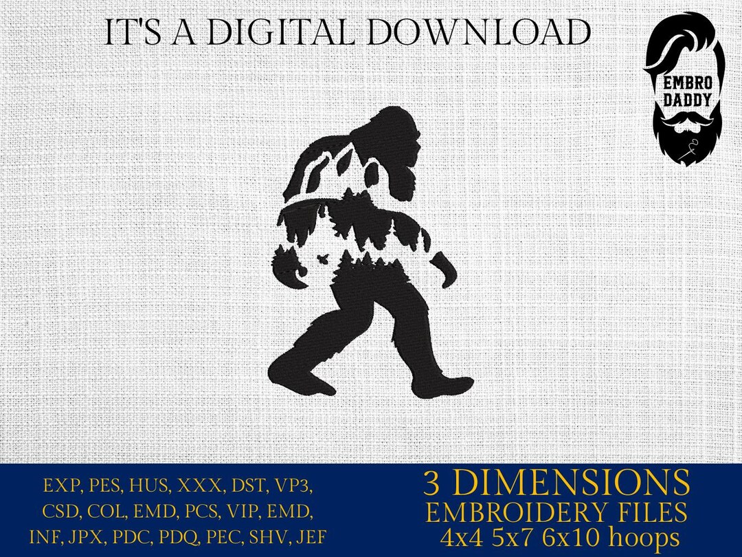 Machine Embroidery Files, Bigfoot, Landscape, Mountains, Forest, Design ...