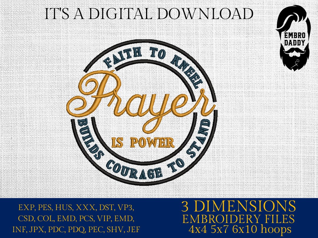 Machine Embroidery Files, Prayer is Power, PES, DST, Xxx, Hus & More - Etsy
