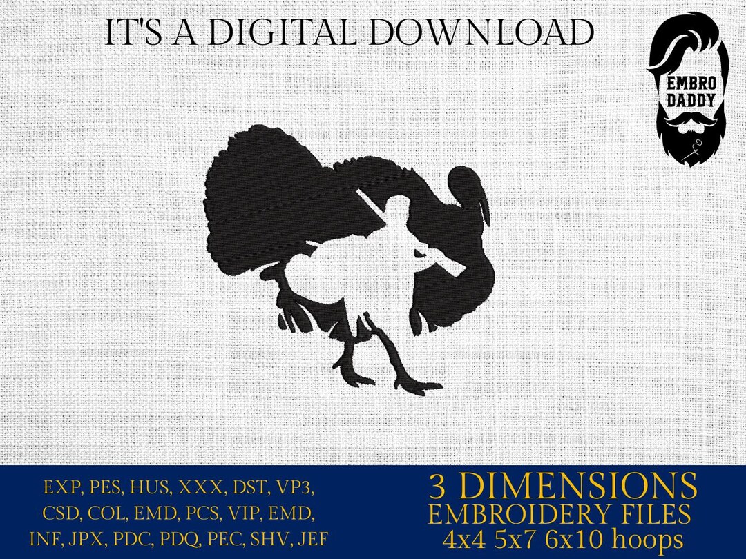 Machine Embroidery Files, Turkey Hunter, PES, DST, Xxx, Hus and More - Etsy