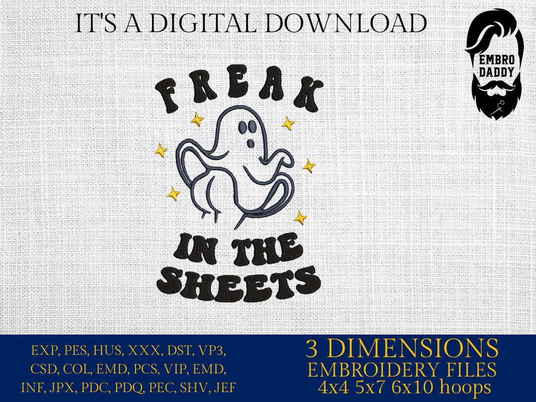 Machine Embroidery Files, Freak in the Sheet, Halloween, PES, DST, Xxx ...