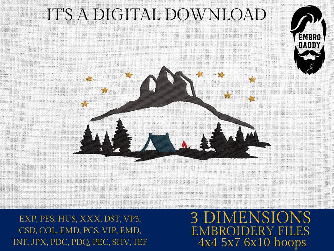 Machine Embroidery Files, Tend, Mountain Forest, Camping in the Woods ...