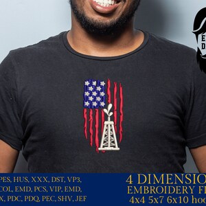 Machine Embroidery Files, Oilfield Flag, Oilfield Worker, DST, PES, Xxx ...