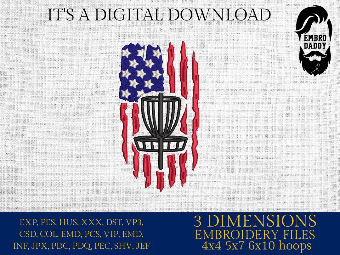 Machine Embroidery Files, Usa Flag, Disc Golf, Disc Golfing, PES, DST ...