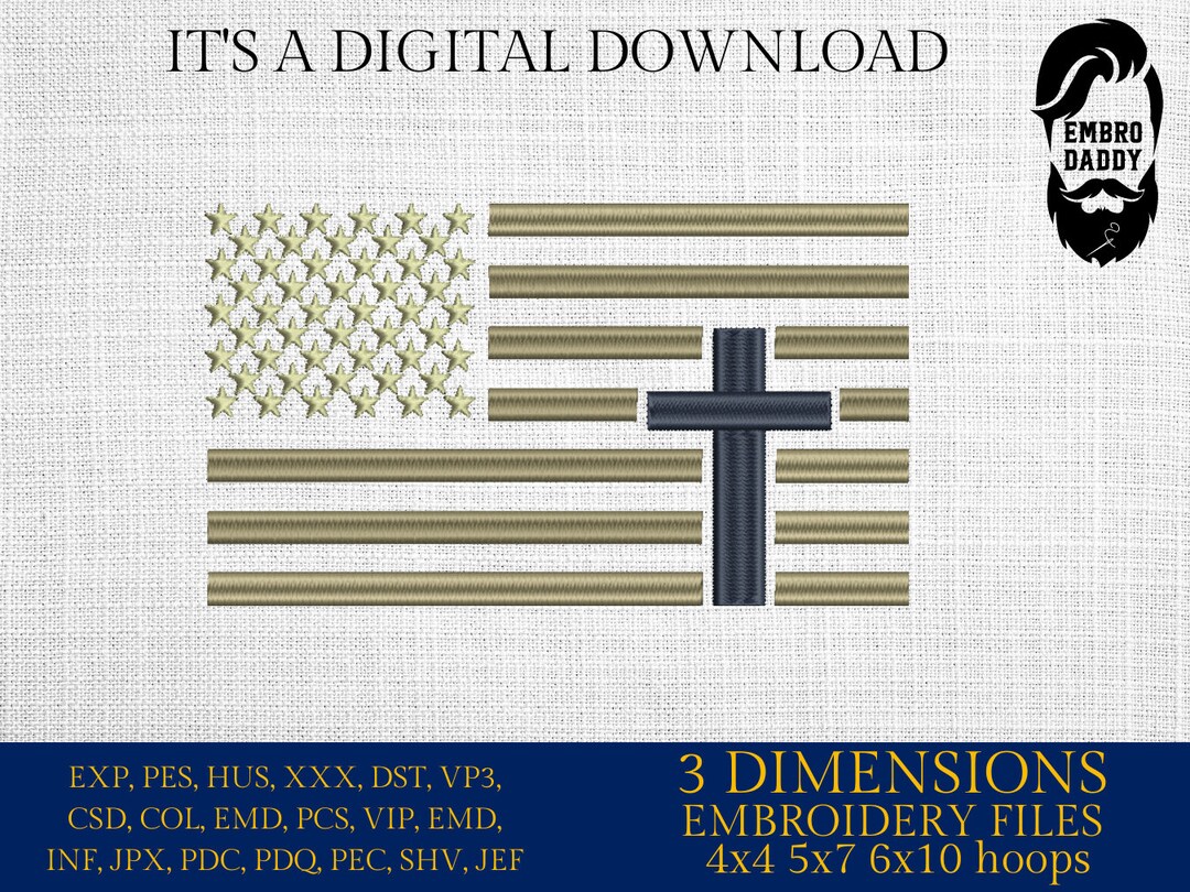 Machine Embroidery Files, USA Flag Cross, PES, Xxx, Hus & More - Etsy