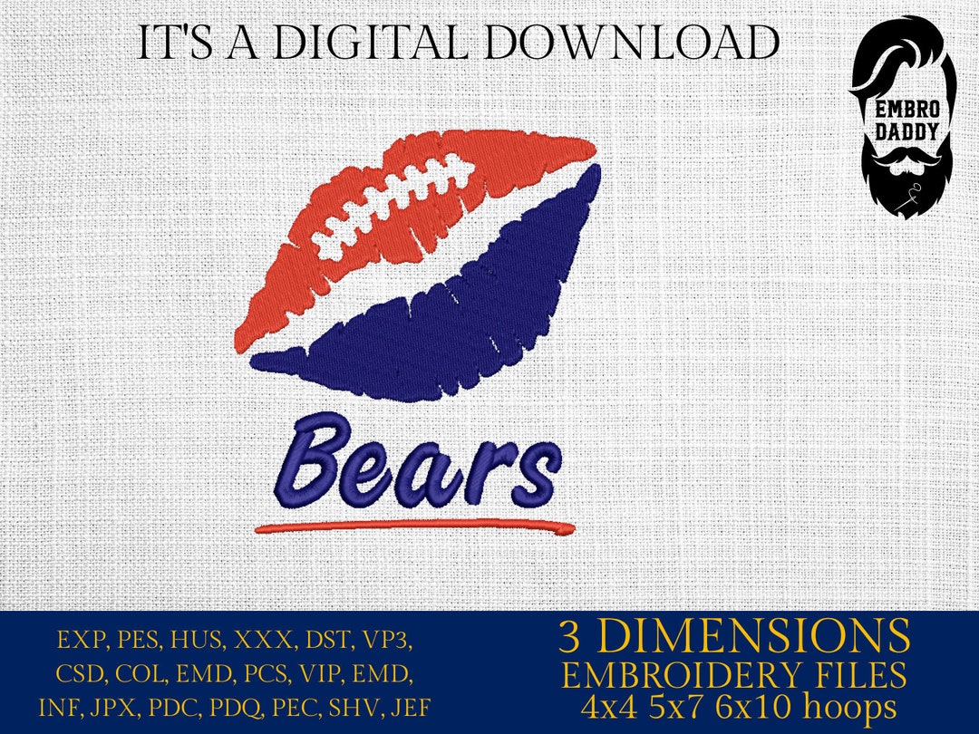 Machine Embroidery, Lips Bears Embroidery Design, Football Gift Idea ...