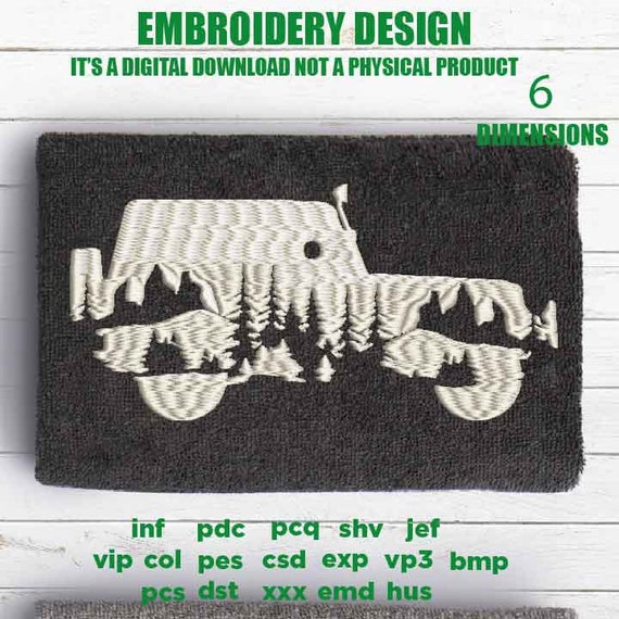 Machine Embroidery Mountain Off-road Vehicle Embroidery | Etsy