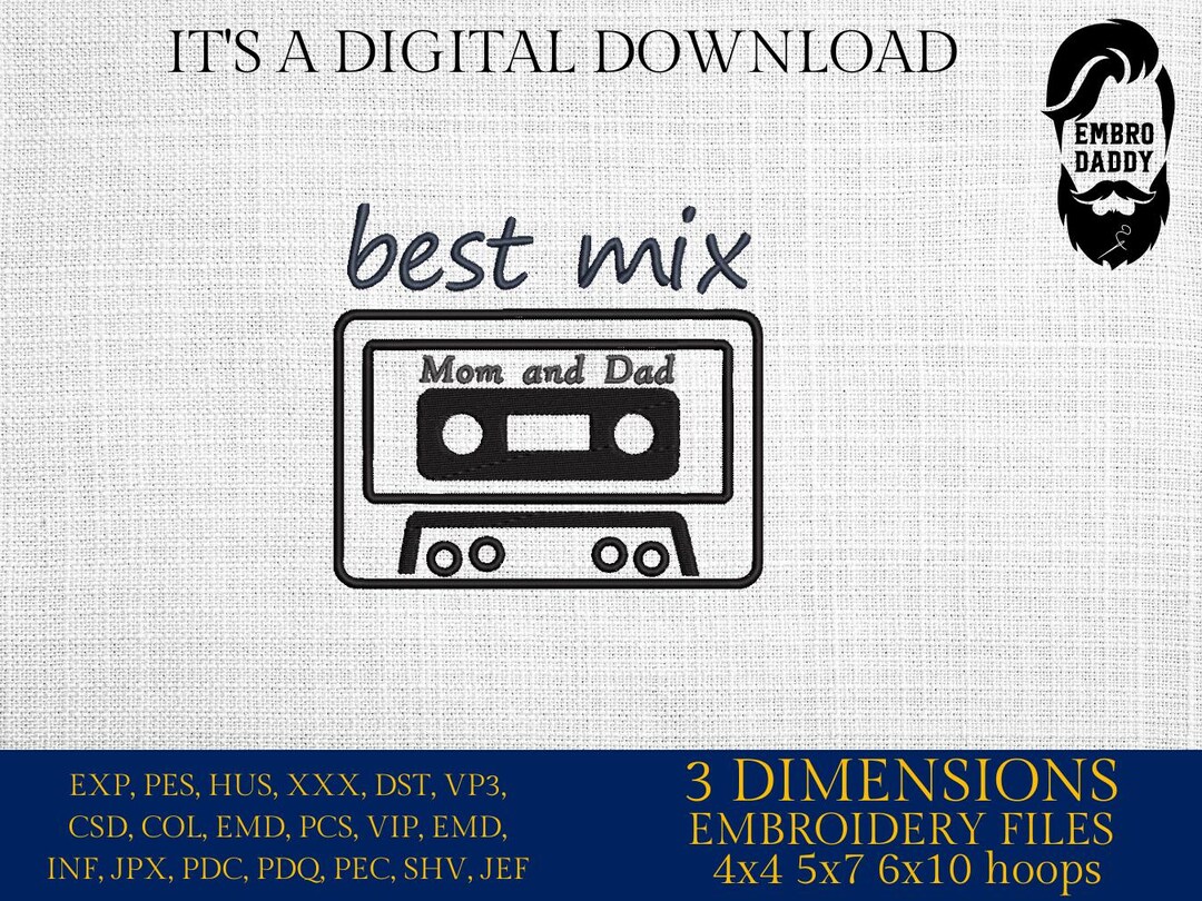 Machine Embroidery Files, Best Mix, Mom and Dad, PES, DST, Hus & More ...