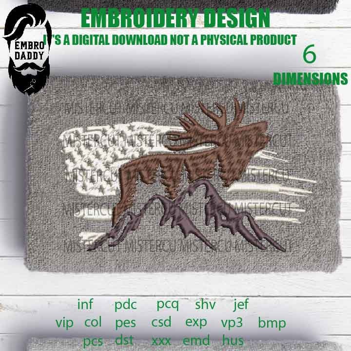 Machine Embroidery, Usa Flag BUCK DEER Embroidery Files, Hunter Gift ...