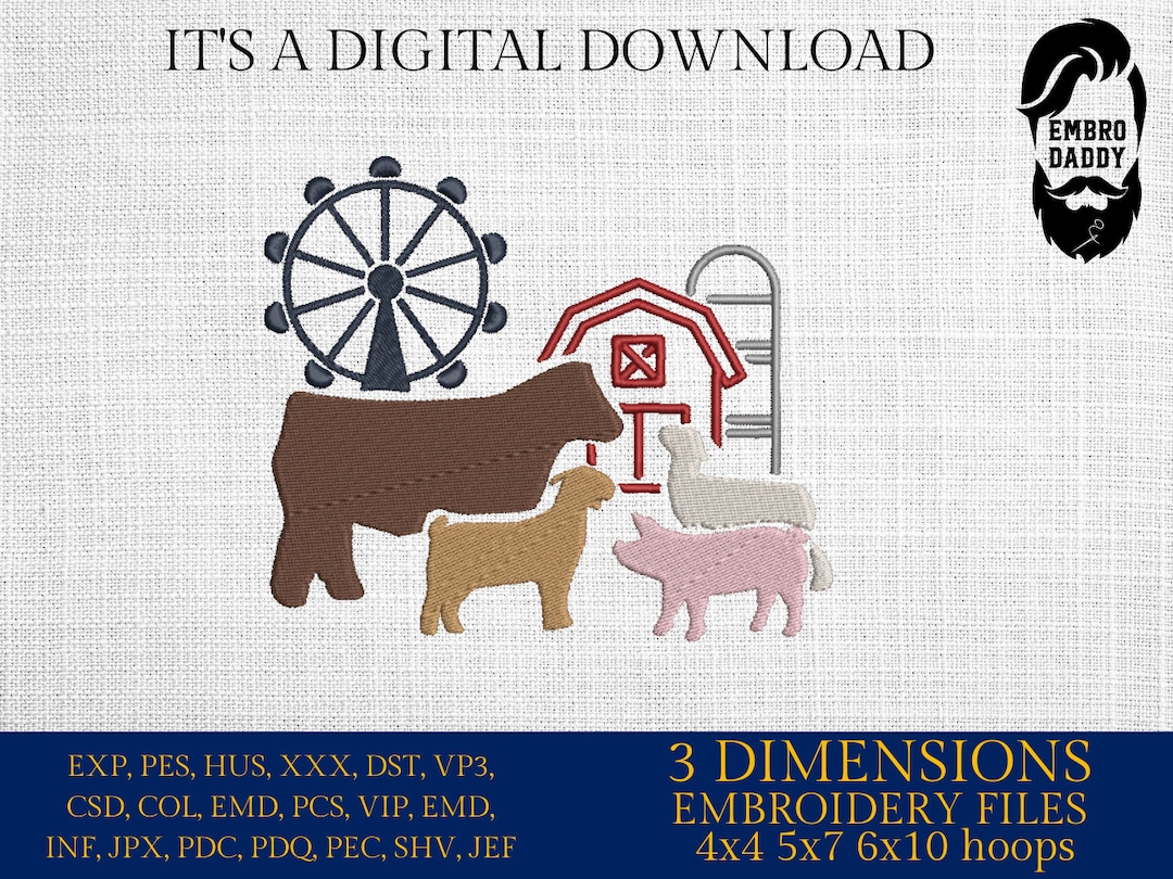 Machine Embroidery Files, Fair Season, Show Livestock, Show Pig, Steer ...